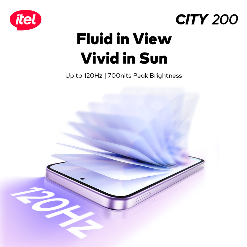 itel City 200 Smartphone – 6.78” 120Hz Display, 50MP AI Camera, 5200mA