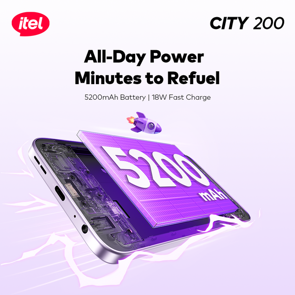 itel City 200 Smartphone – 6.78” 120Hz Display, 50MP AI Camera, 5200mA